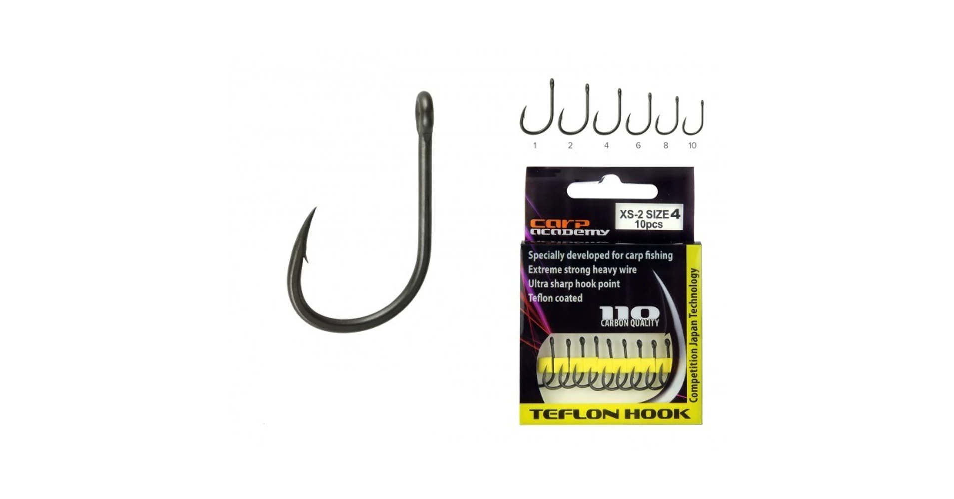 CARP ACADEMY Teflon Hook XS-2 8-as pontyozó horog - Pontyozó, Bojlis horog